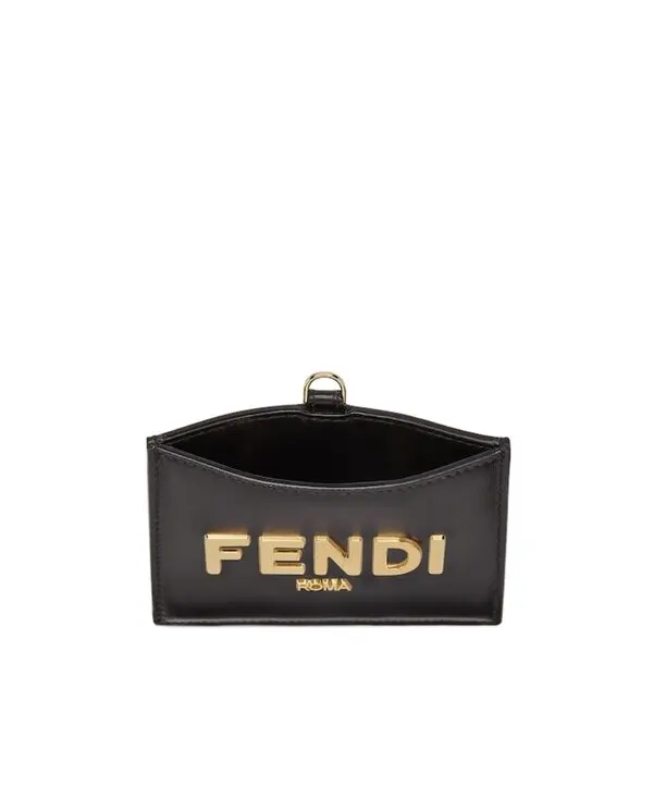 Fendi Leather Name Badge With Gold Chain