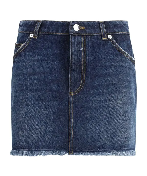 Dolce & Gabbana Frayed Hem Mini Denim Skirt - Blue