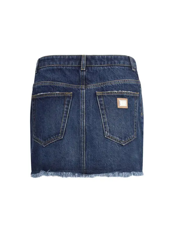 Dolce & Gabbana Frayed Hem Mini Denim Skirt
