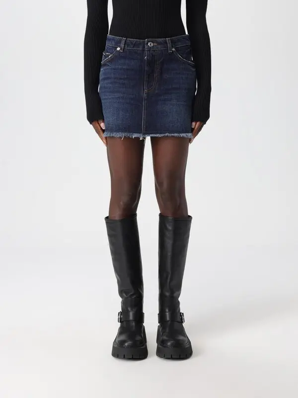 Dolce & Gabbana Frayed Hem Mini Denim Skirt