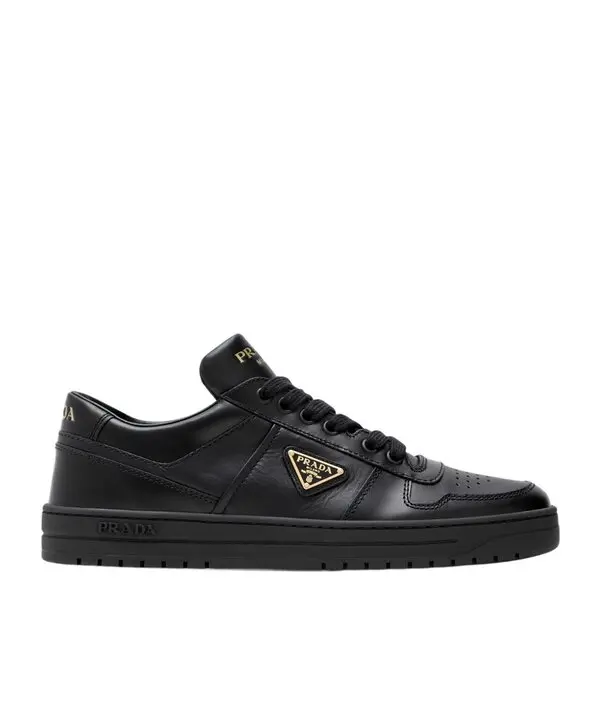 Prada Downtown Round-toe Perforated Sneakers - Black