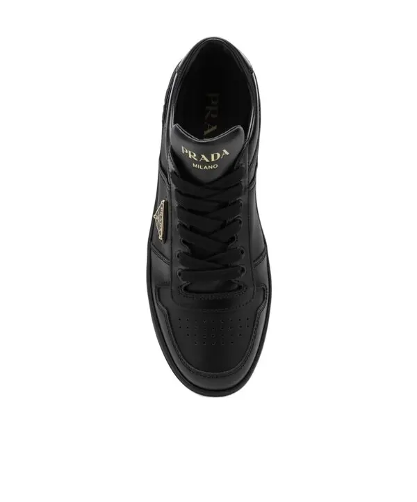 Prada Downtown Round-toe Perforated Sneakers - Black