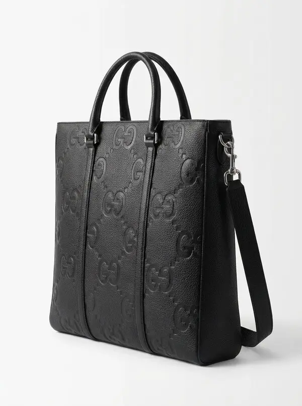Gucci Embossed Gg Medium Shoulder Bag - Black