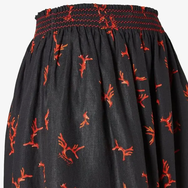Fendi Coral Printed Elasticated Waist Skirt