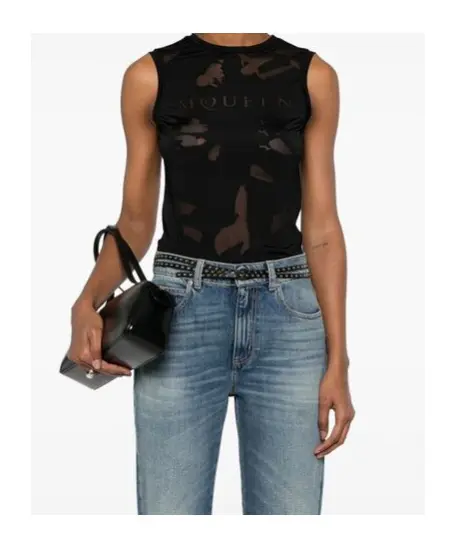 Alexander McQueen Logo Detailed Mesh Tank Top