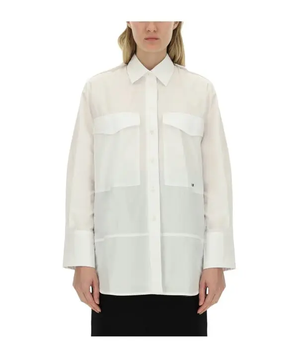Victoria Beckham Logo Embroidered Cotton Shirt