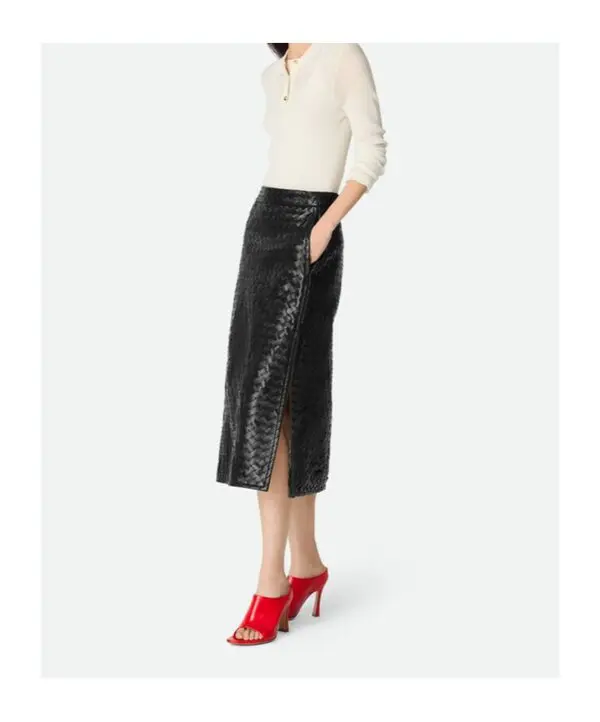 Bottega Veneta Intrecciato Leather Skirt