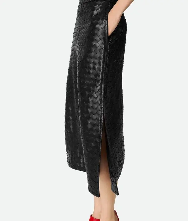 Bottega Veneta Intrecciato Leather Skirt