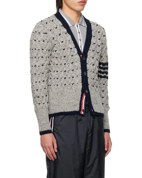 Thom Browne V-neck Knitted Cardigan With Signature Striping
