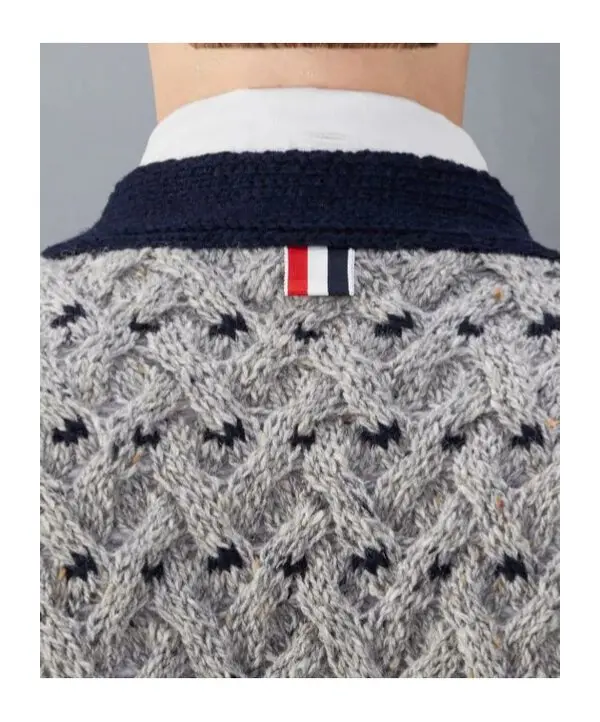 Thom Browne V-neck Knitted Cardigan With Signature Striping