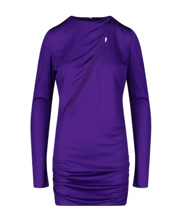 Versace Slash Cut-out Long-sleeved Mini Dress - Purple