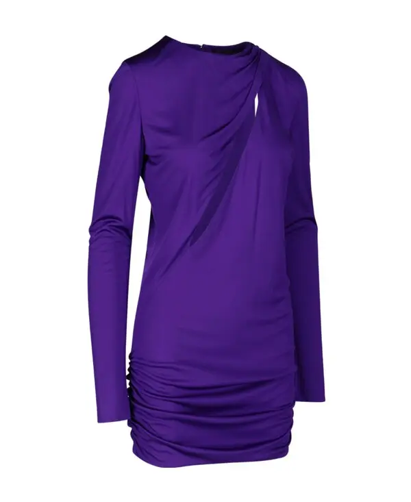 Versace Slash Cut-out Long-sleeved Mini Dress - Purple