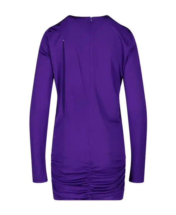 Versace Slash Cut-out Long-sleeved Mini Dress - Purple