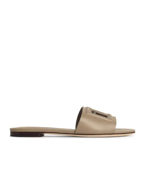 Dolce & Gabbana Open Toe Sandals With Logo Detail - Beige