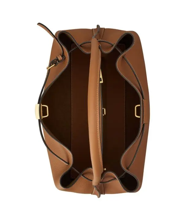 TOD'S T-palque Top Handle Bag In Calfskin Leather - Brown