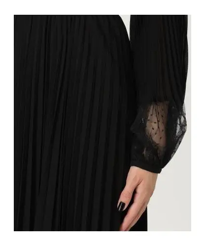 TWINSET V-neck Pleated Georgette Maxi Dress With Patchwork Detail