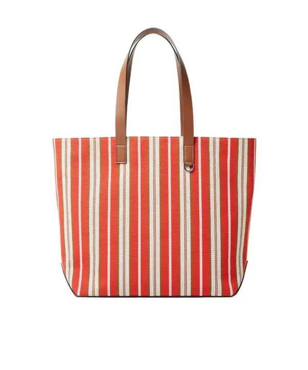 Fendi Logo Printed Striped Medium Tote Bag