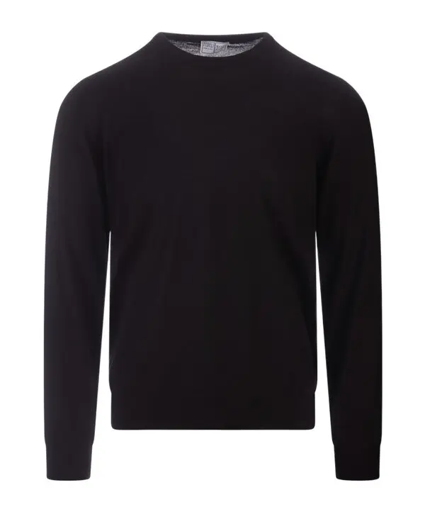 Fedeli Long-sleeved Crewneck Sweater - Black