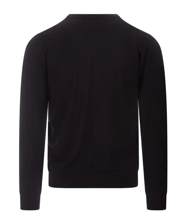 Fedeli Long-sleeved Crewneck Sweater - Black
