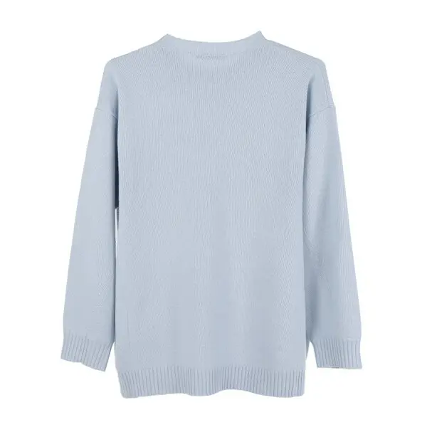 Max Mara Crewneck Long-sleeved Jumper With "1951" Graphic - Light Blue