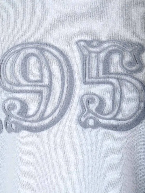 Max Mara Crewneck Long-sleeved Jumper With "1951" Graphic - Light Blue