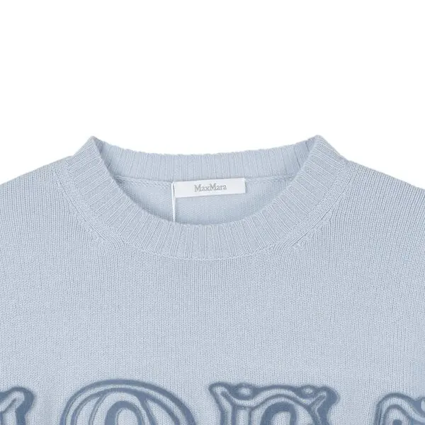 Max Mara Crewneck Long-sleeved Jumper With "1951" Graphic - Light Blue