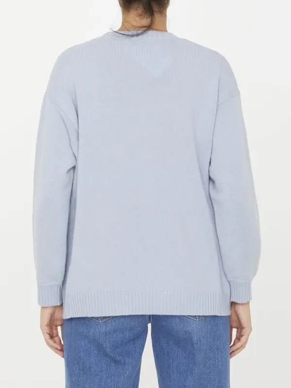 Max Mara Crewneck Long-sleeved Jumper With "1951" Graphic - Light Blue