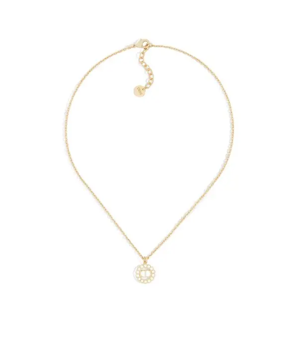 Dior Petit Cd Circle Necklace With White Resin Pearls - Yellow