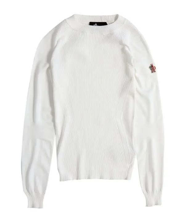 Moncler Ribbed Crewneck Knitted Jumper - White