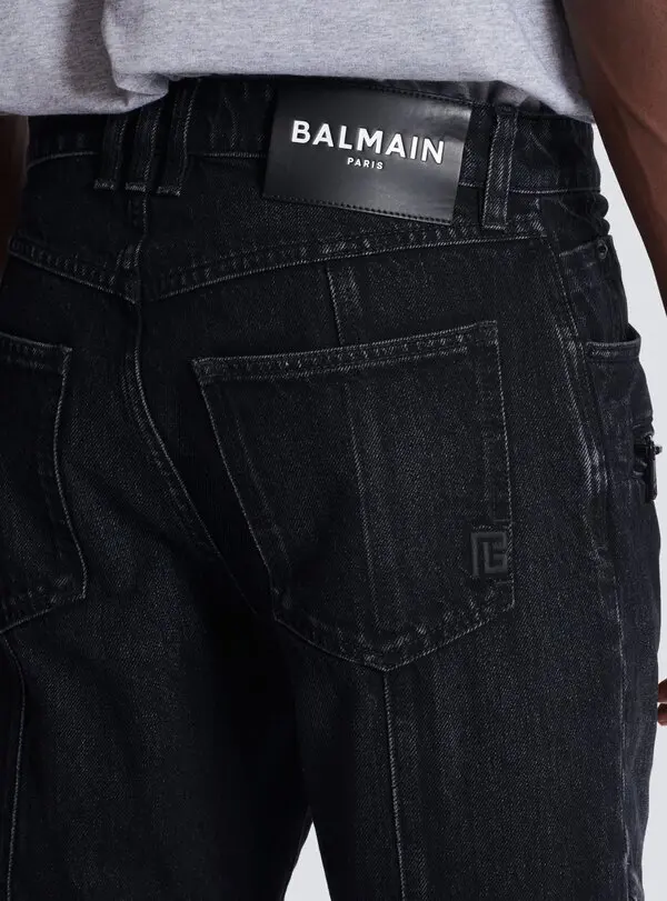 Balmain Vintage Denim Biker Jeans - Black