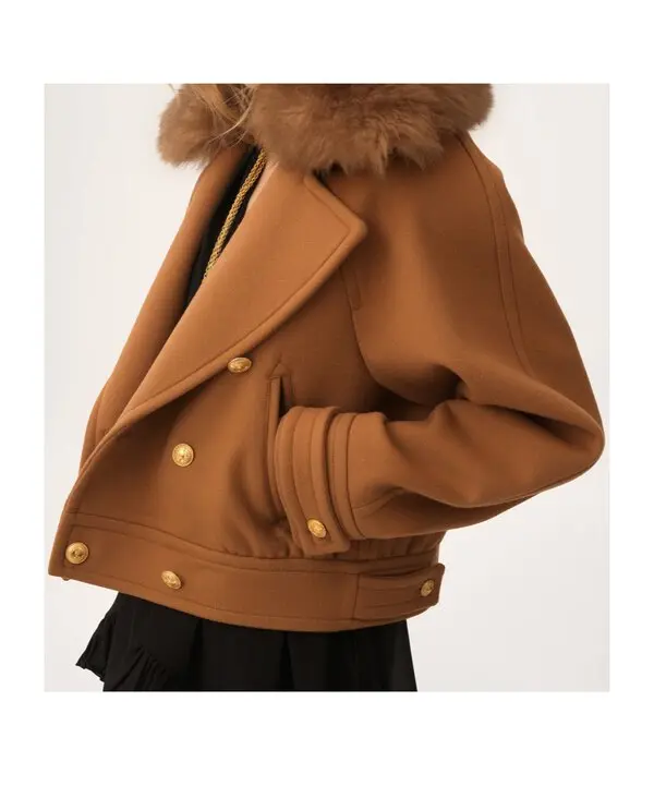 Chloé Double-breasted Jacket With Removable Shearling Collar