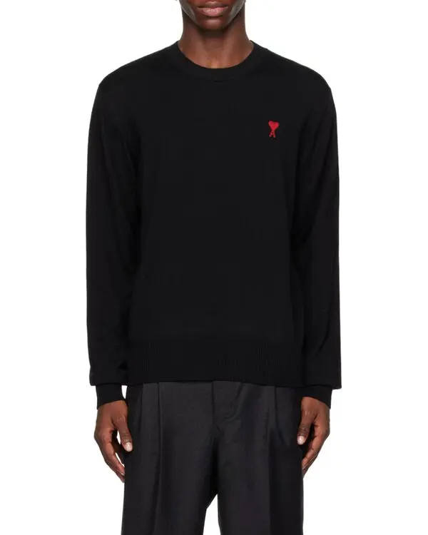 AMI Paris De Coeur Embroidered Knitted Jumper - Black