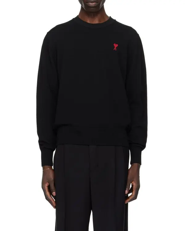 AMI Paris De Coeur Embroidered Knitted Jumper - Black