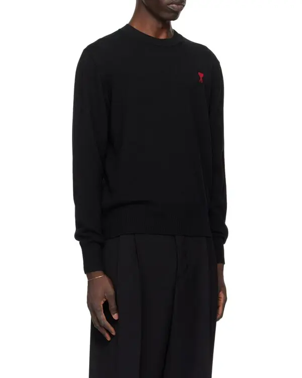AMI Paris De Coeur Embroidered Knitted Jumper - Black