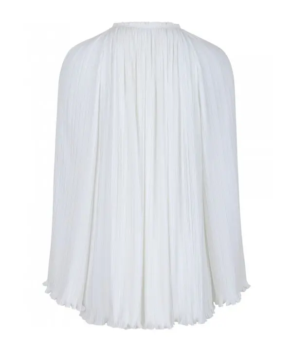 LANVIN Pleated Blouse With Gathered Neckline And Ruffled Hem - White