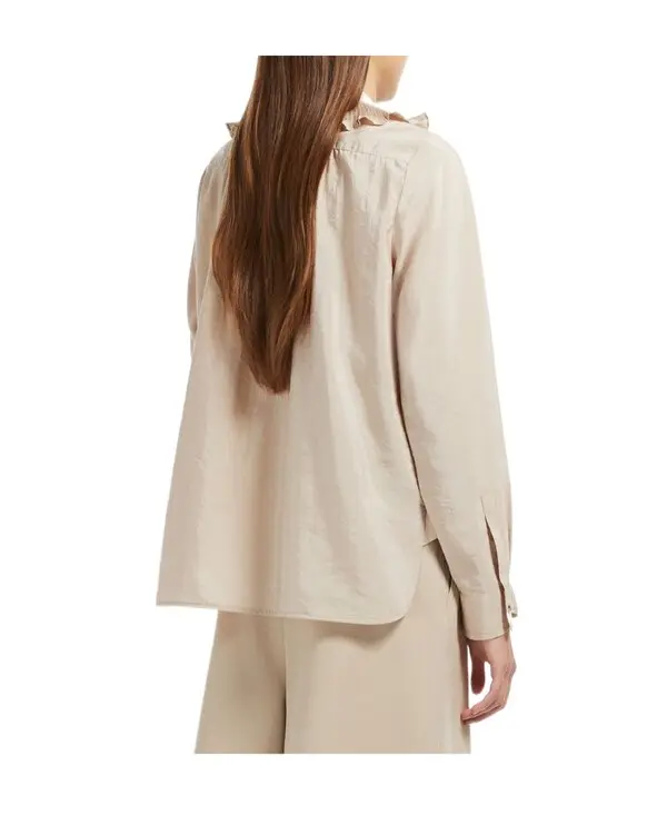 Max Mara Washed Poplin Shirt With V-neck And Pleats