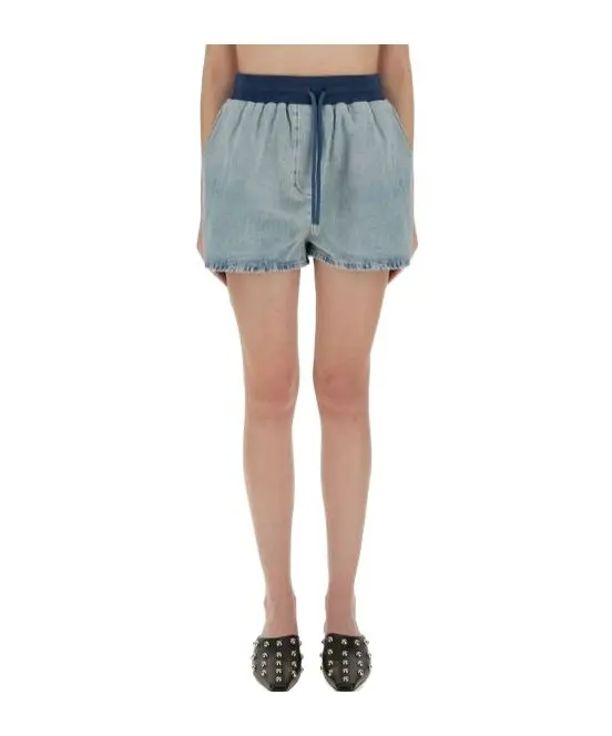 Moschino Light Wash Denim Shorts With Drawstring Waist