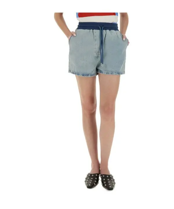 Moschino Light Wash Denim Shorts With Drawstring Waist