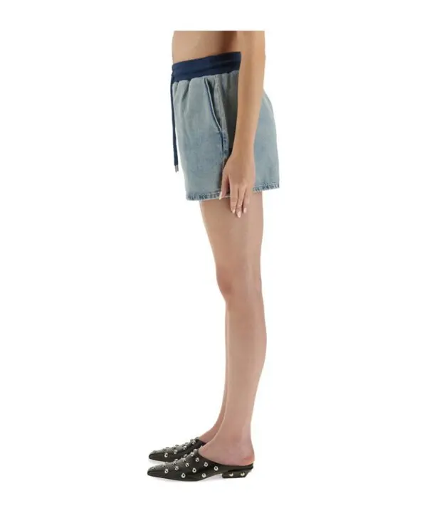 Moschino Light Wash Denim Shorts With Drawstring Waist