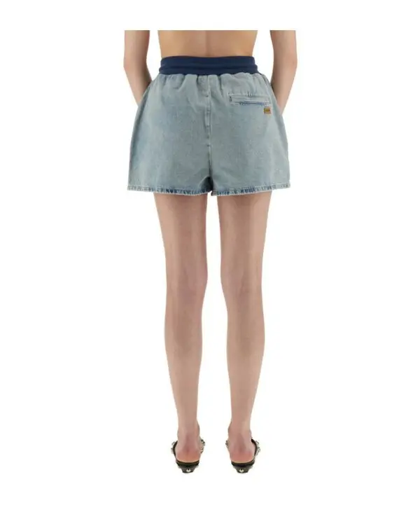Moschino Light Wash Denim Shorts With Drawstring Waist