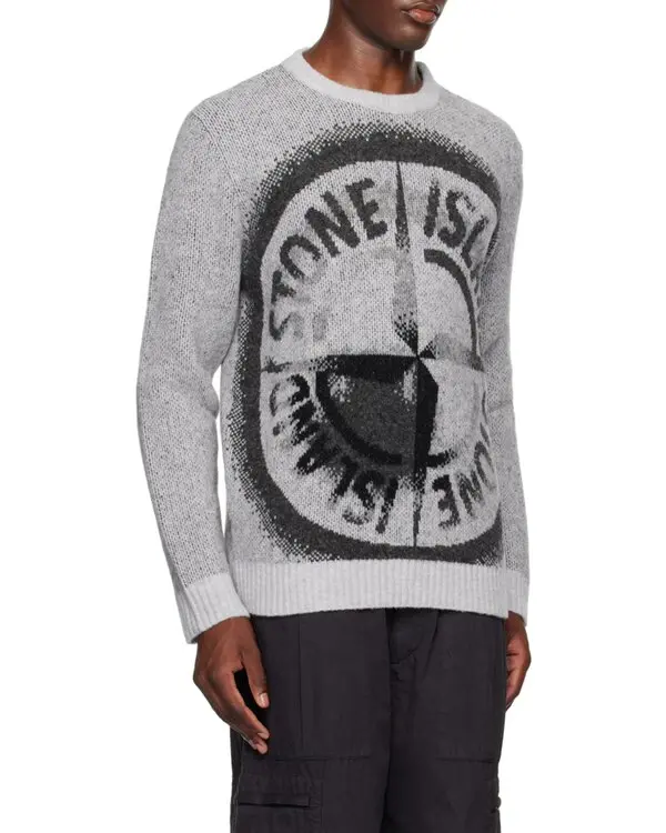 Stone Island Crewneck Sweater With Logo Print
