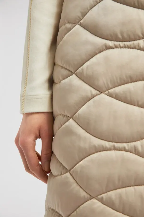 Moncler Quilted Logo Patch Long Padded Skirt
