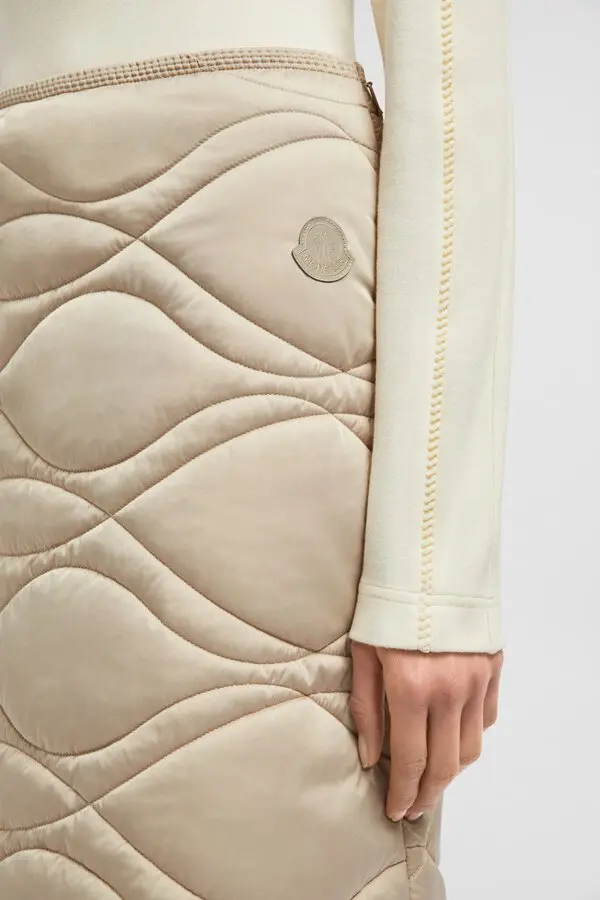 Moncler Quilted Logo Patch Long Padded Skirt