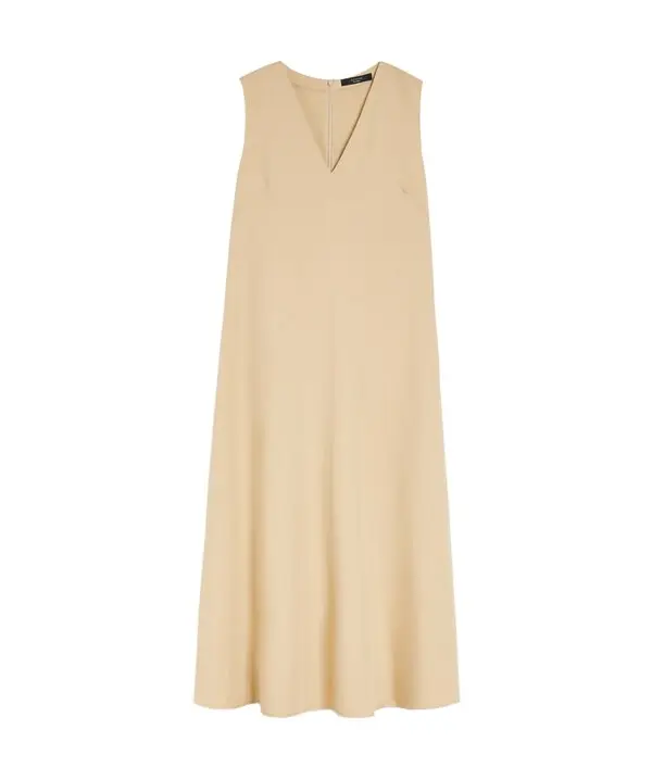 Max Mara Sleeveless V-neck Midi Dress - Sand-colored