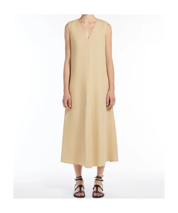 Max Mara Sleeveless V-neck Midi Dress - Sand-colored