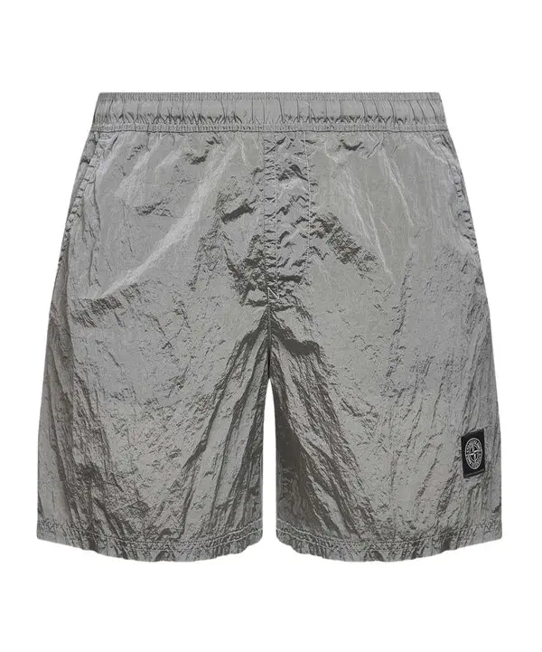 Stone Island Logo Patch Swim Shorts - Pearl Gray