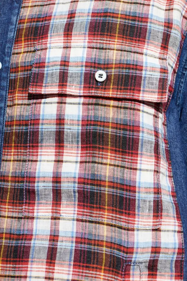 Dsquared2 Plaid Patterned Buttoned Denim Shirt - Multicolor