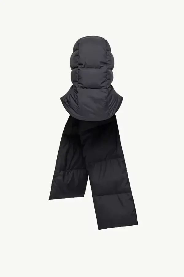 Moncler Hooded Down Scarf With Logo Patch
