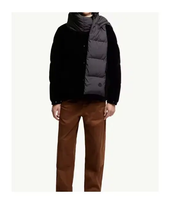 Moncler Hooded Down Scarf With Logo Patch
