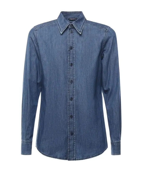 Dolce & Gabbana Dolce Gabbana Logo Plaque Denim Shirt
